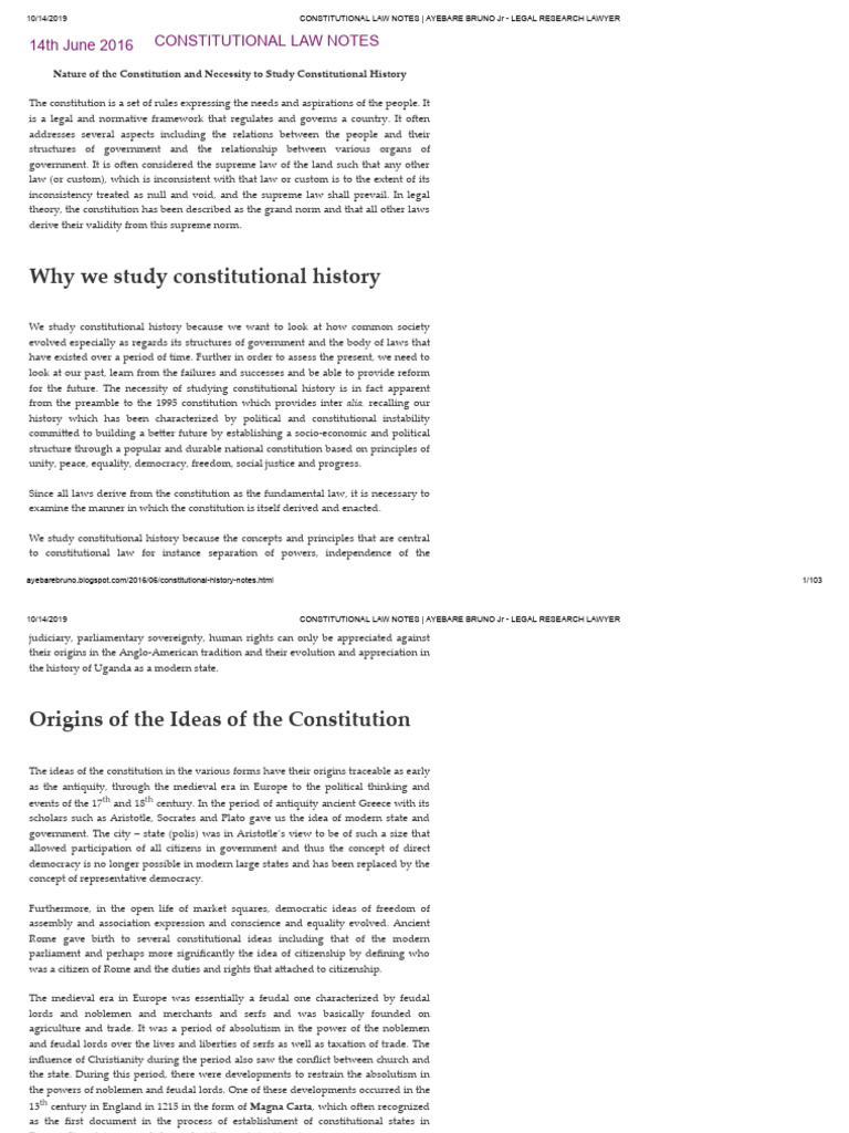 CONSTITUTIONAL_LAW_NOtes | PDF | Citizenship | Uganda