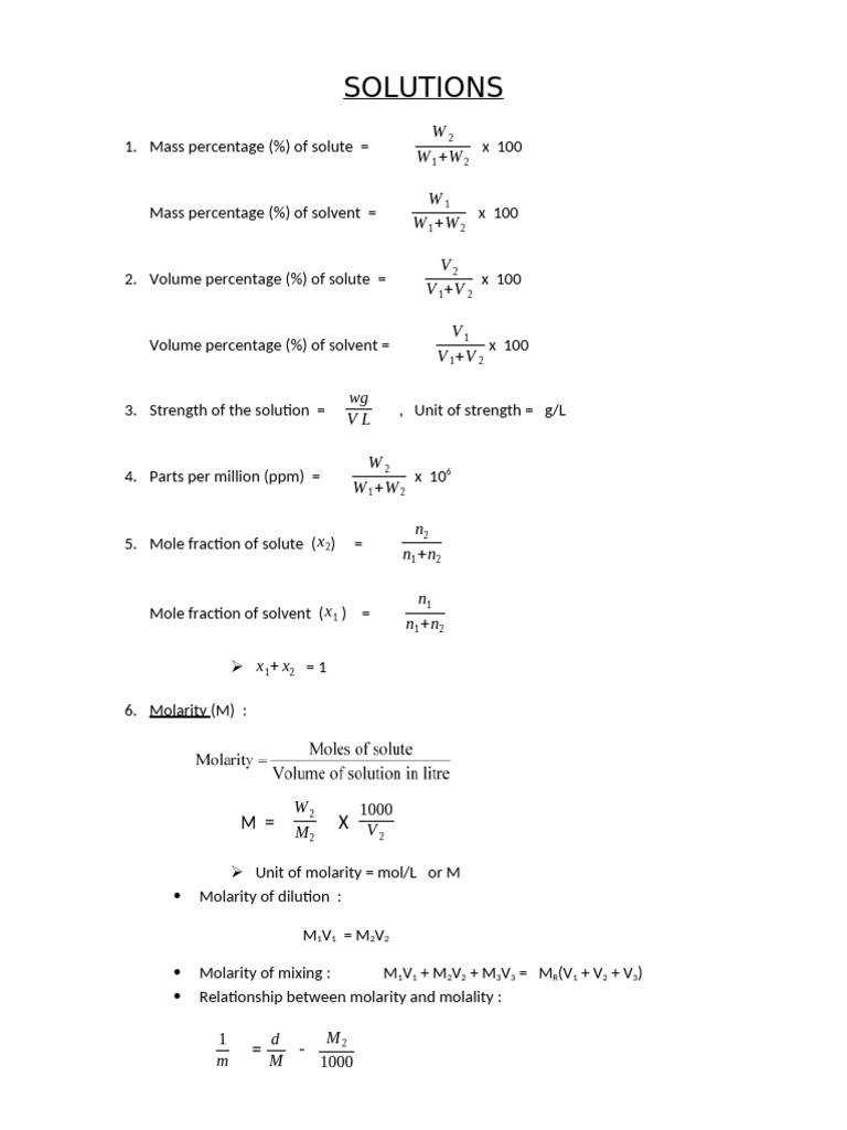 Solution Concentration Calculations Guide | PDF | Molar Concentration ...