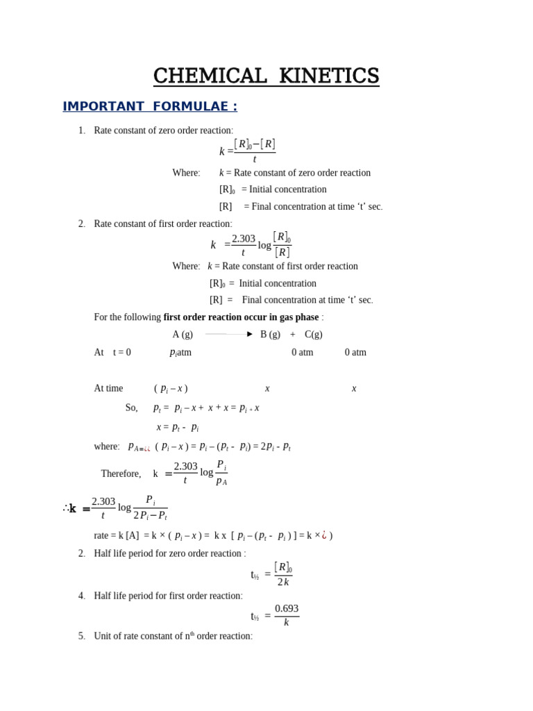 Half-Life and Rate Constants in Kinetics | PDF | Reaction Rate Constant ...