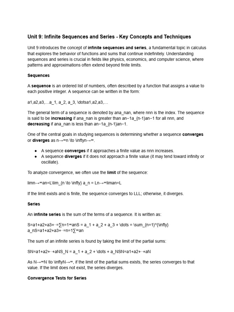 Infinite Sequences & Series Guide | PDF | Sequence | Limit (Mathematics)