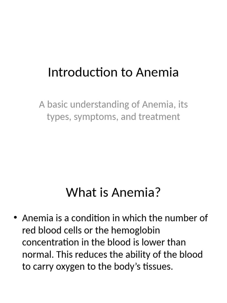 Introduction To Anemia Presentation | PDF