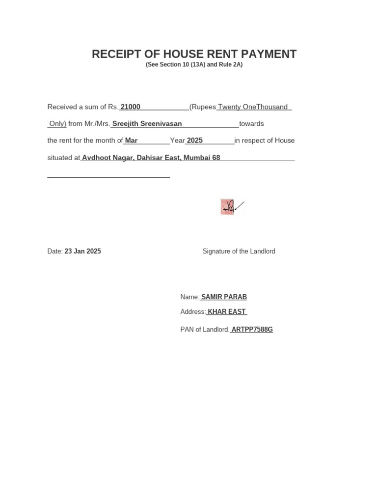 Rent Payment Confirmation | PDF