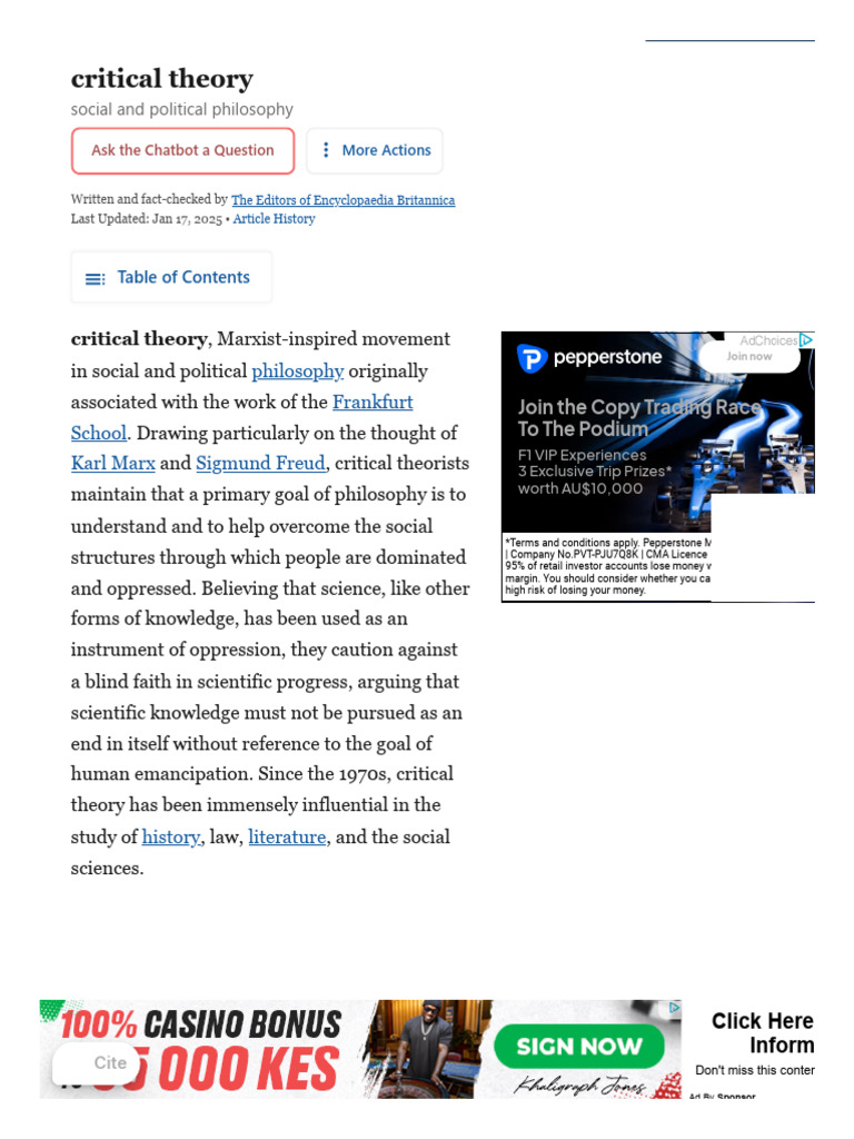 Critical Theory - Definition & Facts - Britannica | PDF | Frankfurt ...