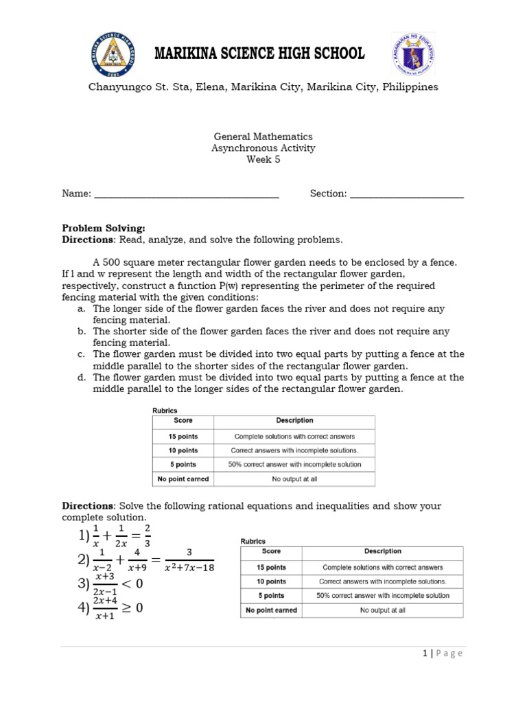 General Math Asynchronous Activity Guide | PDF