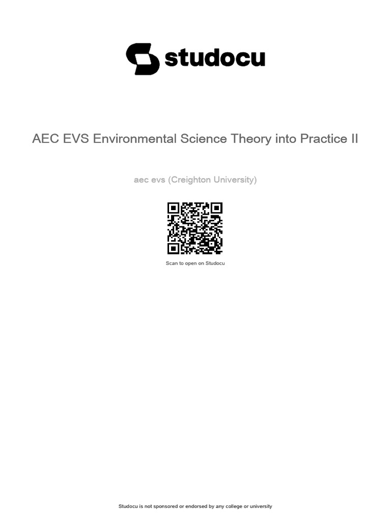 AEC EVS Environmental Science Theory Into Practice II AEC EVS Environmental Science Theory Into ...