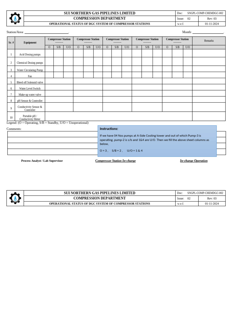C DGC OPS 002 DGC System Status Report | PDF | Gases | Gas Technologies