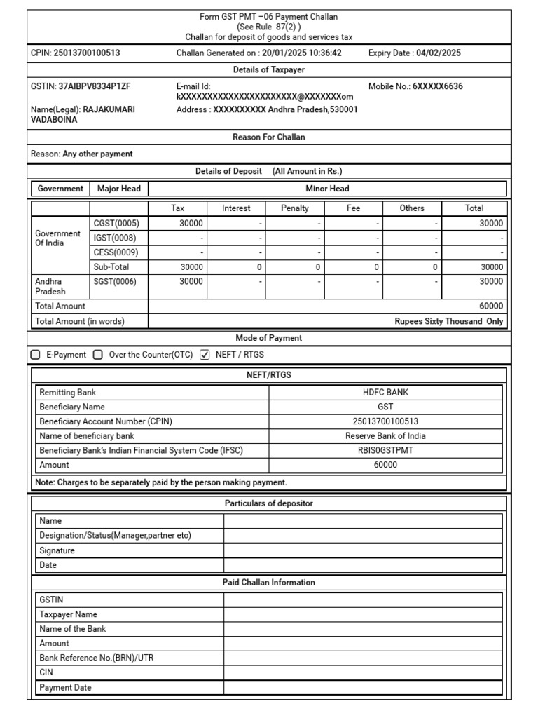 GST-CHALLAN (1) | PDF | Taxes | Personal Finance