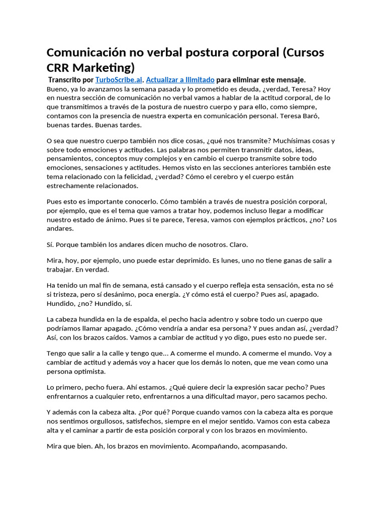 Comunicaci├│n no verbal postura corporal (Cursos CRR Marketing) | PDF | Comunicación ...