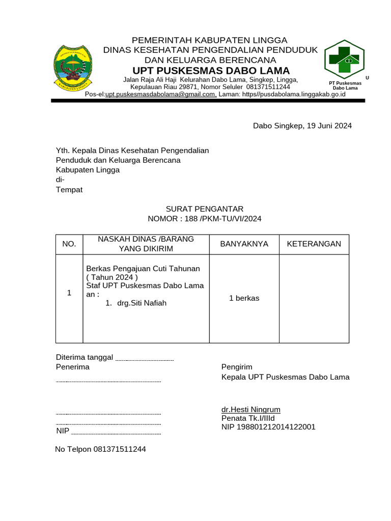 Surat Pengantar Dabo Lama | PDF