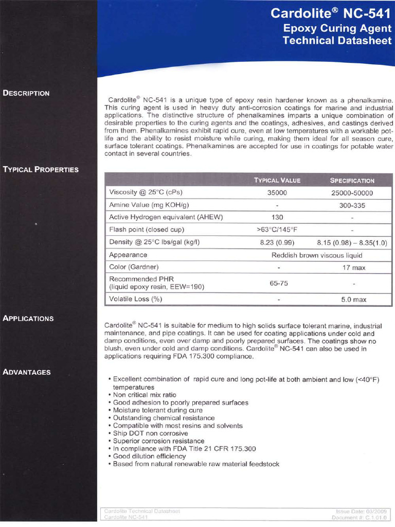 Cardolite NC 541 | PDF