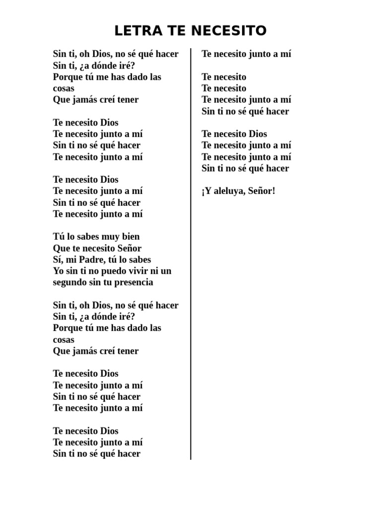 LETRA TE NECESITO | PDF