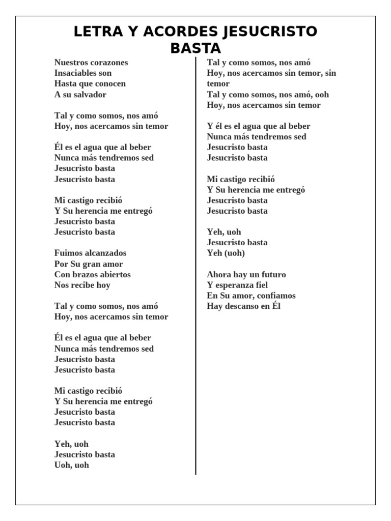 Letra y acordes Jesucristo basta | PDF