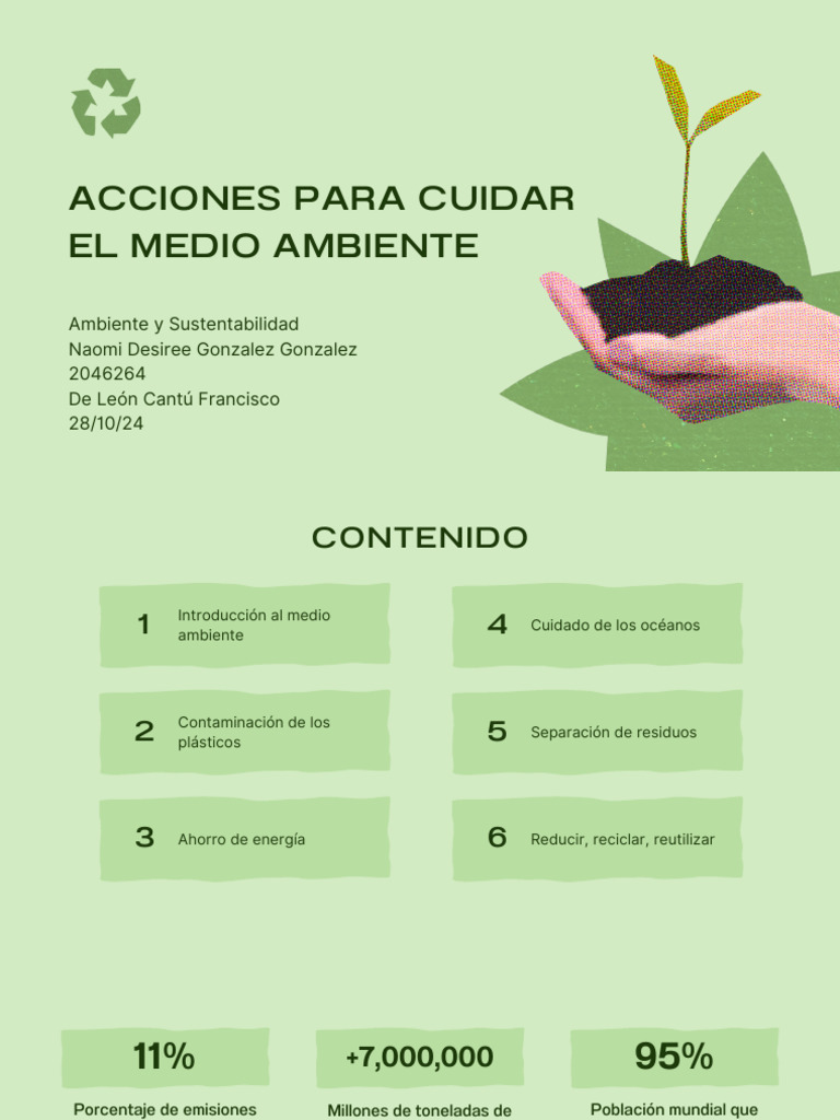 Acciones para Cuidar el Medio Ambiente | PDF | Residuos | Reciclaje