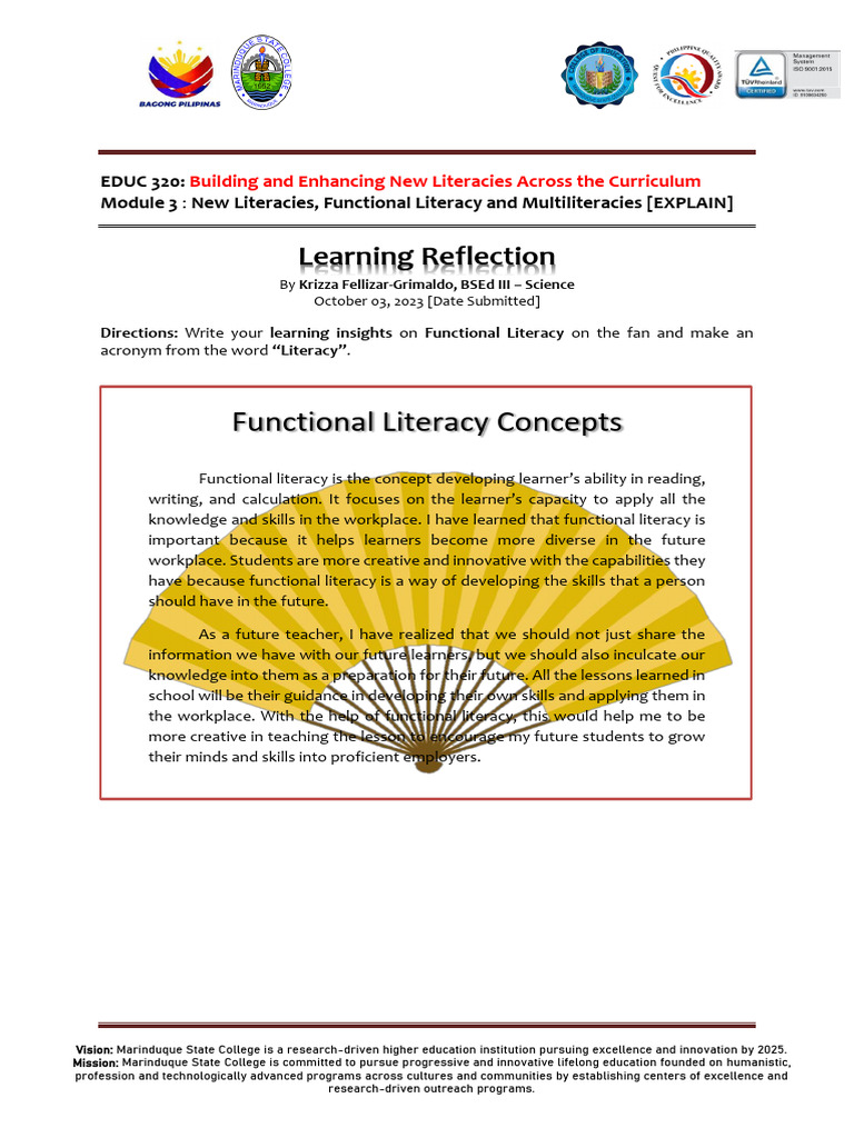 GRIMALDO - Krizza - F - Activity 3 - Learning Reflection (Curriculum ...