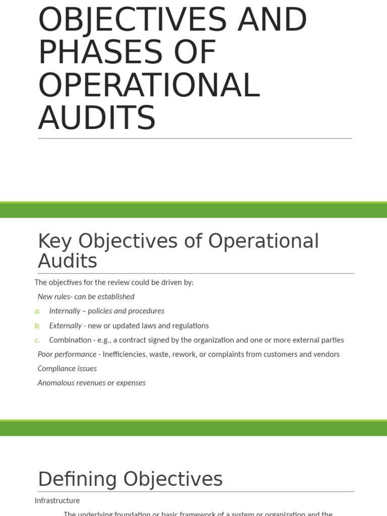 Objectives and Phases of Operational Audits | PDF | Audit | Risk