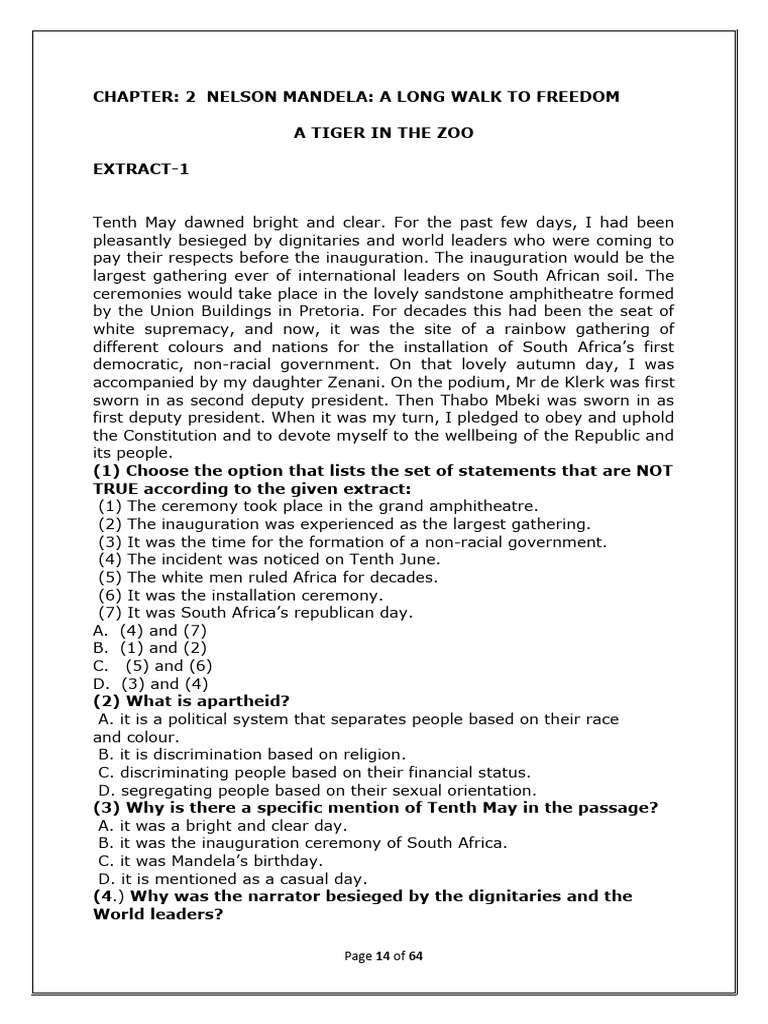 Mandela's Inauguration and Tiger Poem Analysis | PDF | Nelson Mandela ...