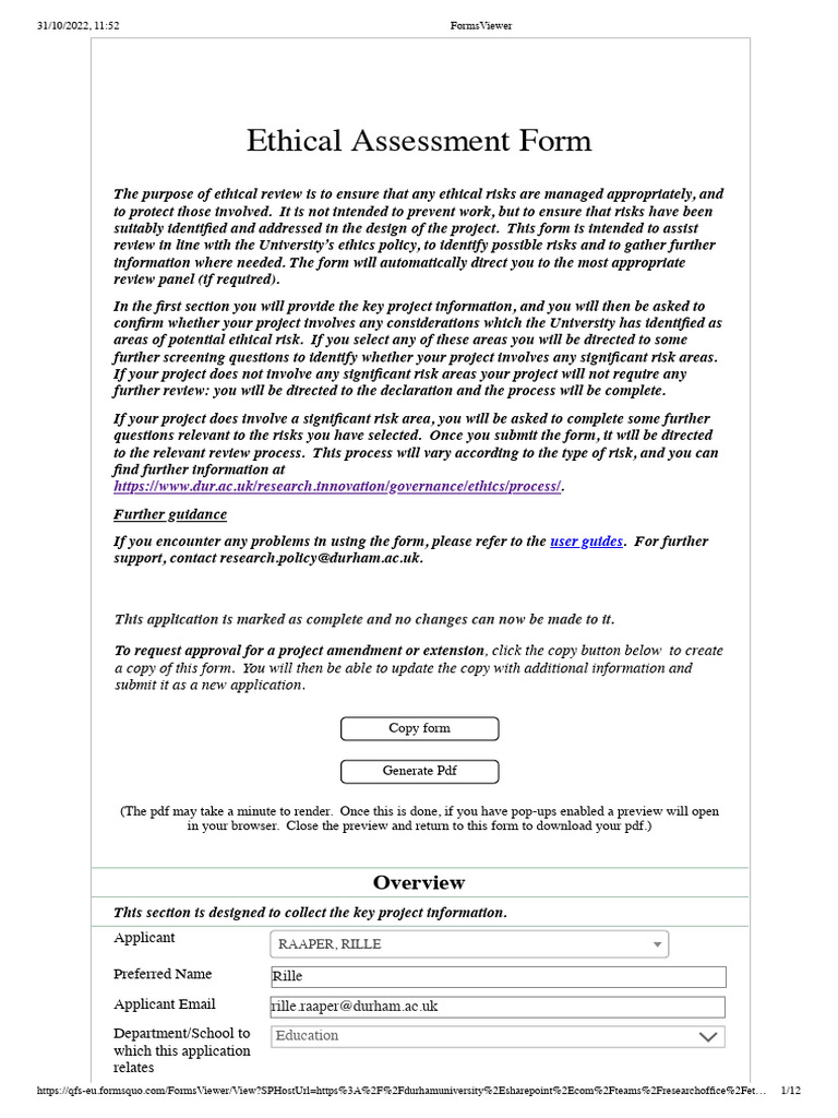 Ethical Assessment for Student Support Research | PDF | Risk | Consent
