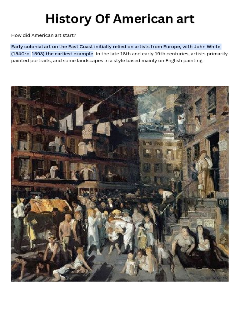 History of American Art | PDF | The Arts | Western Art