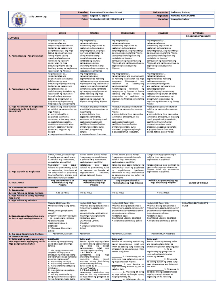 DLL Week 6-Q1 Ap 5 | PDF