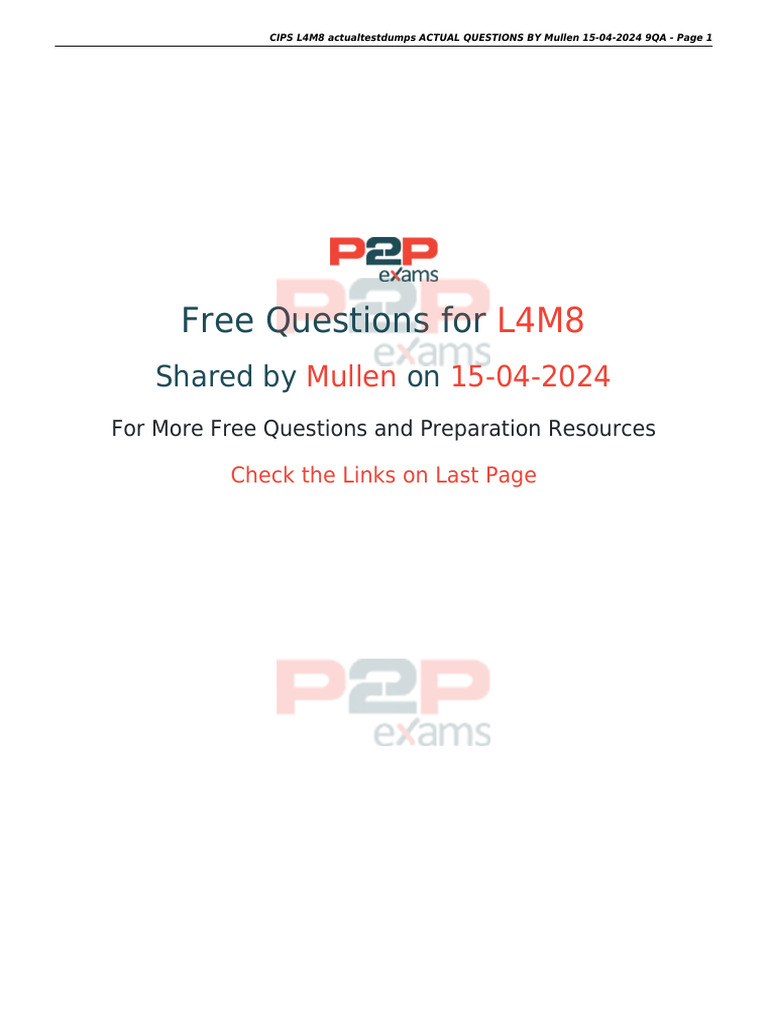 Cips l4m8 Actualtestdumps Actual Questions by Mullen 15 04 2024 9qa ...