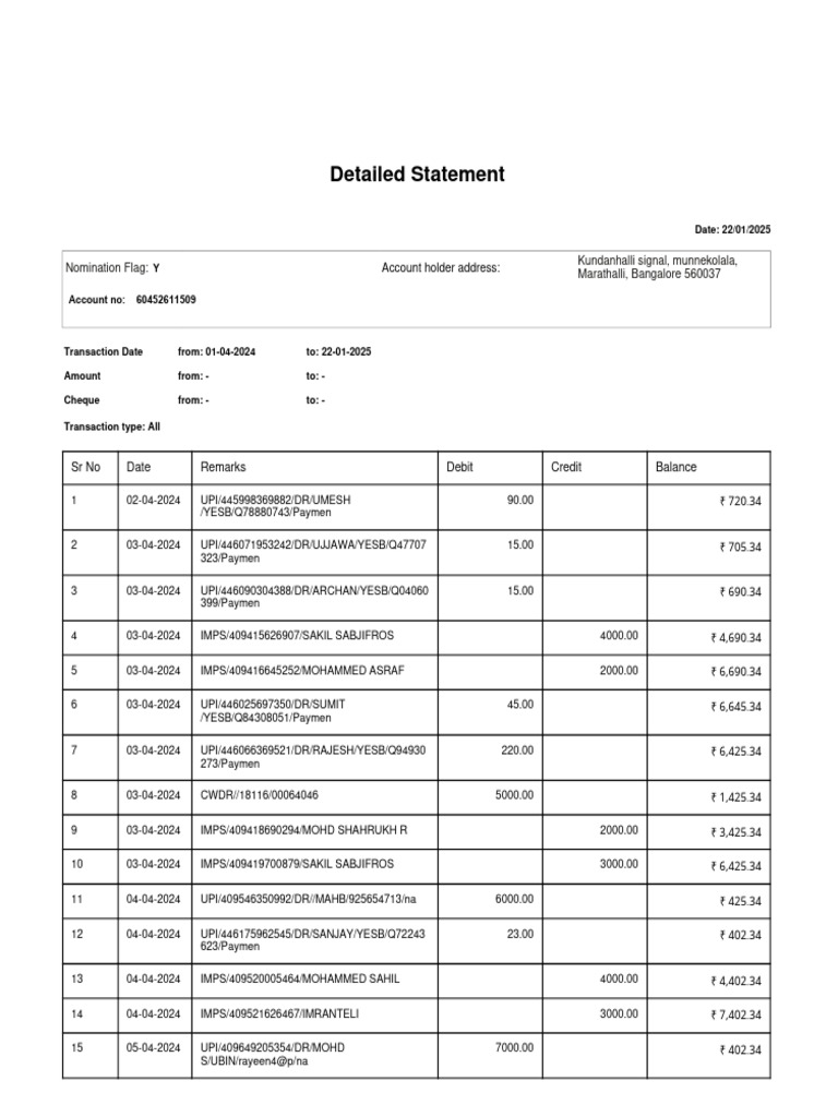 Statement_1737526616070 - BOM (1) | PDF | Payments | Services (Economics)