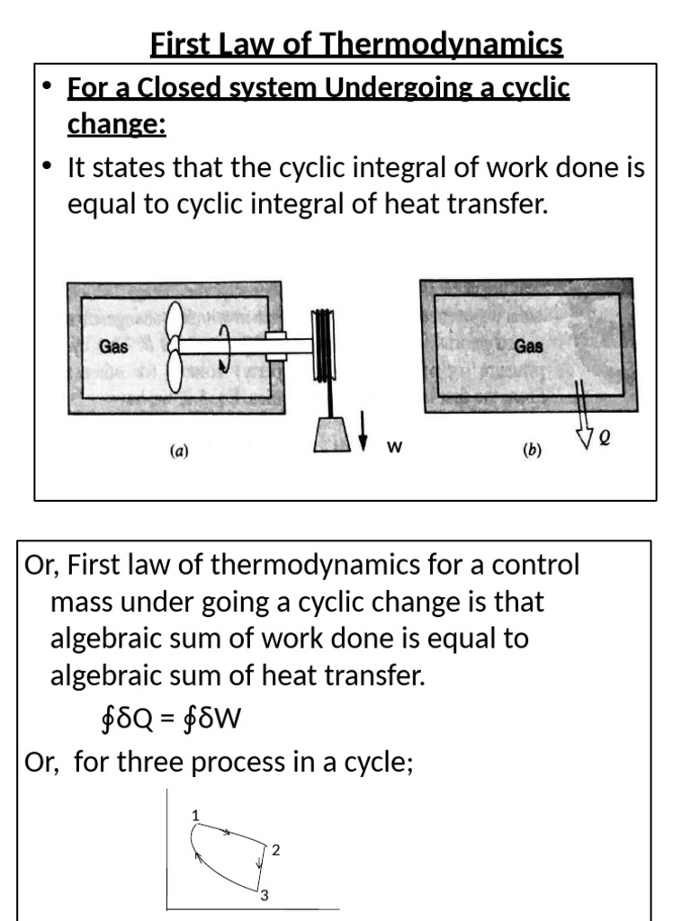 First Law of Thermodynamics | PDF | Heat | Gases