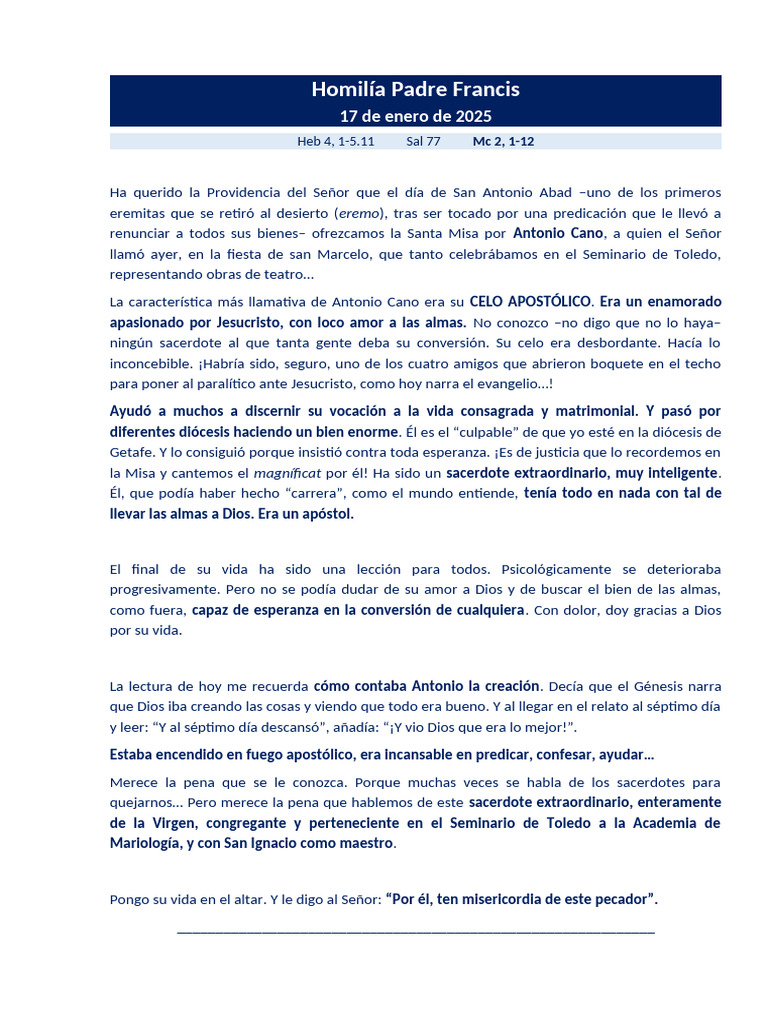 Homilía | PDF | Sacerdote | Jesús