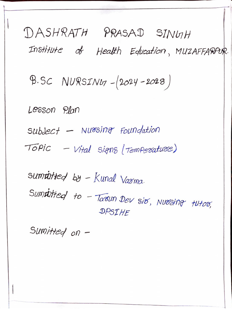 Vital Signs Measurement Lesson Plan | PDF