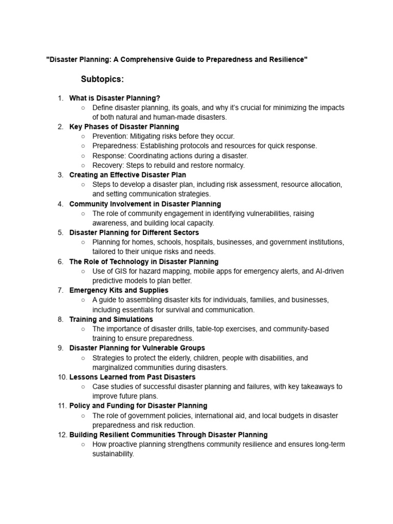 Comprehensive Disaster Planning Guide | PDF