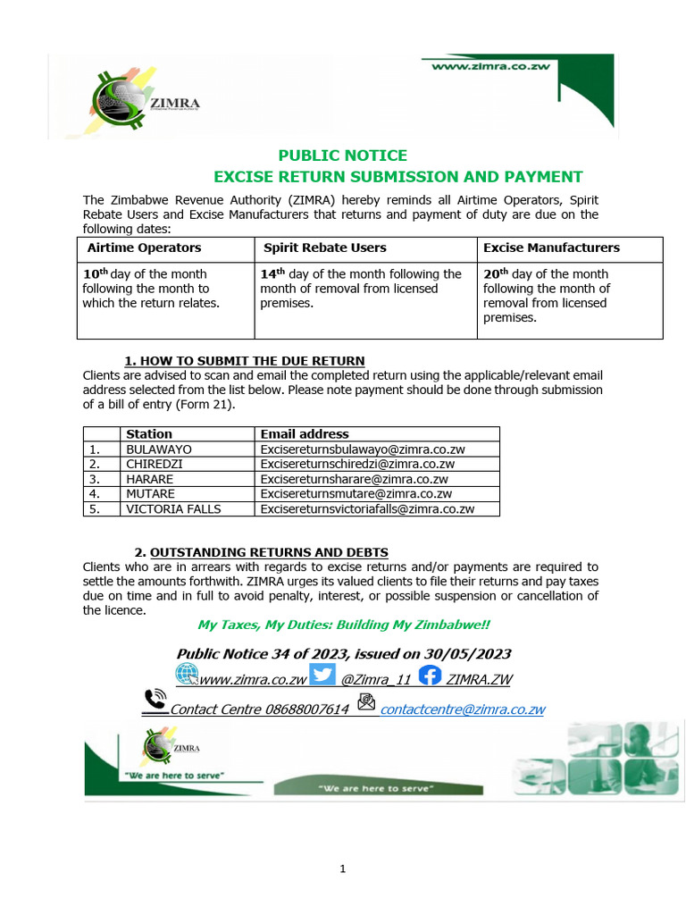 Excise Return Deadlines for Operators | PDF