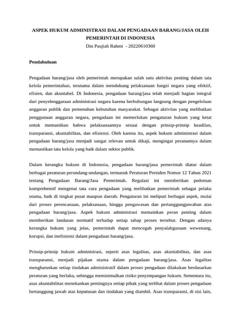 Hukum Administrasi Pengadaan Jasa Pemerintah | PDF