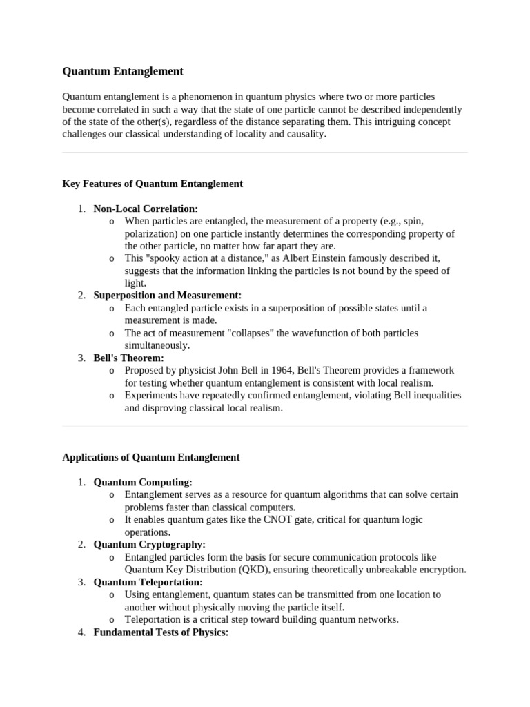 Understanding Quantum Entanglement | PDF | Quantum Entanglement ...