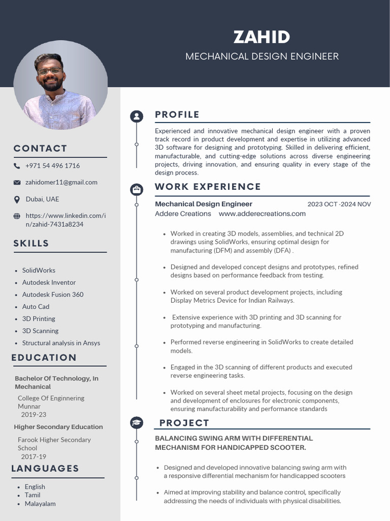 ZAHID-Mechanical Design Engineer | PDF | Engineering | Mechanical ...