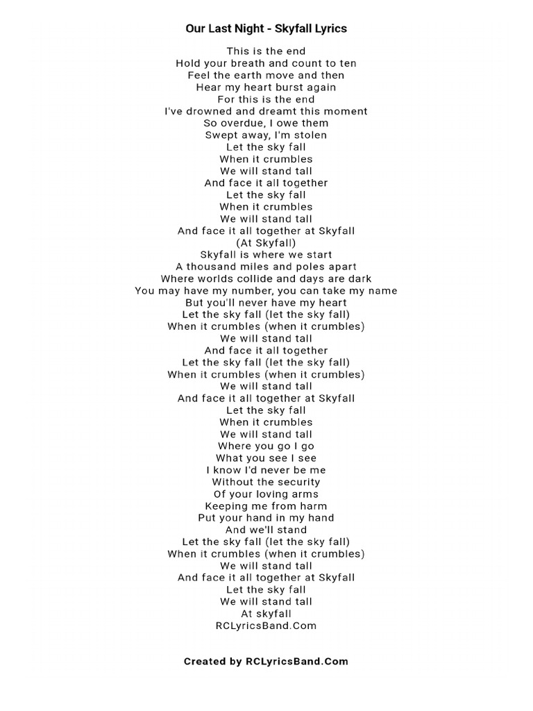Our Last Night - Skyfall | PDF