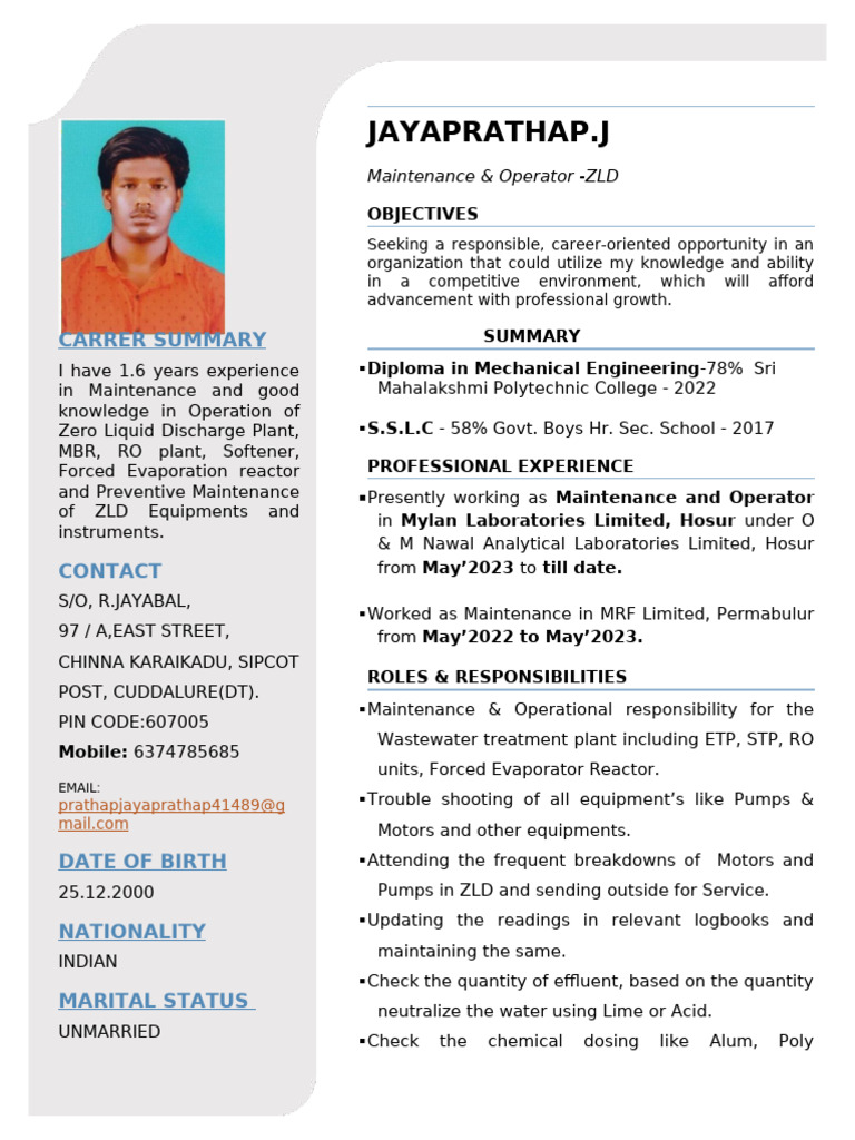 JP resume | PDF | Chemical Engineering | Environmental Engineering