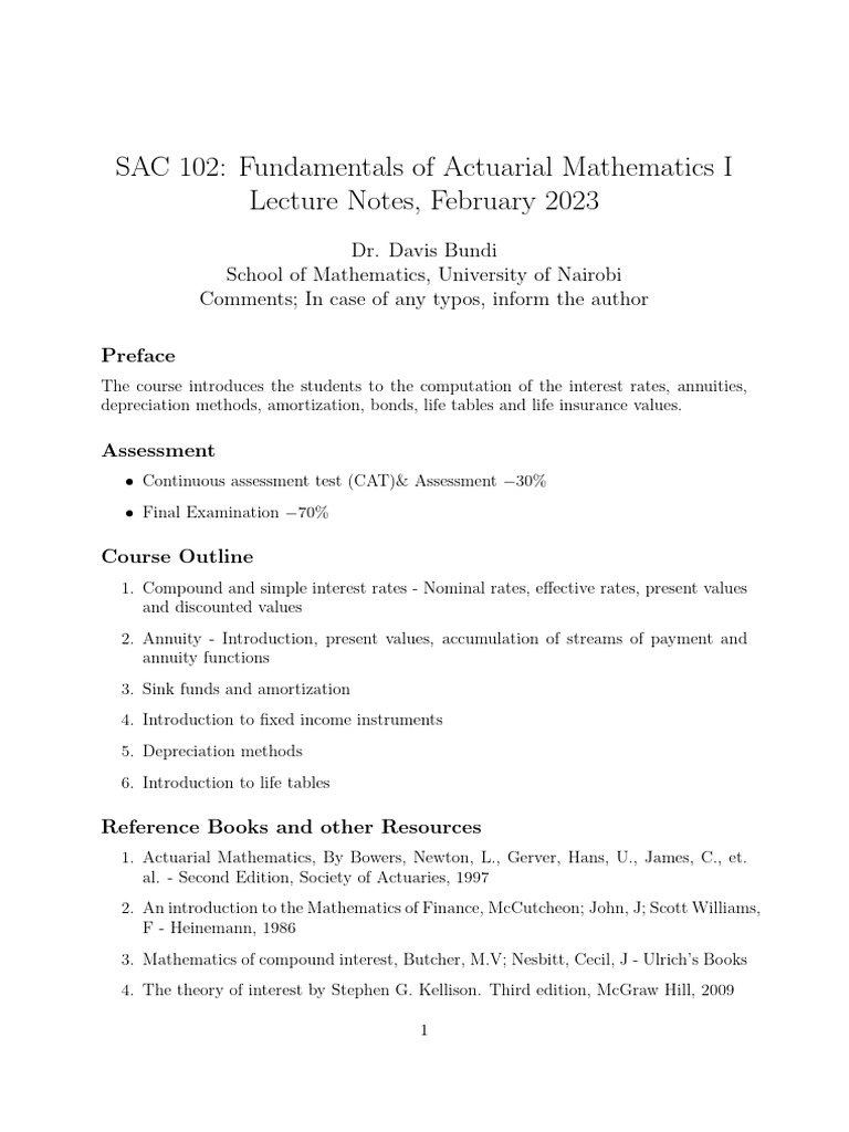 Fundamental of Actuarial Mathematics 1 | PDF | Bonds (Finance) | Interest