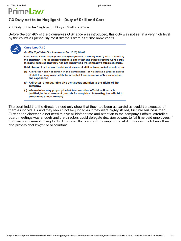 7.3 Duty not to be Negligent – Duty of Skill and Care | PDF ...