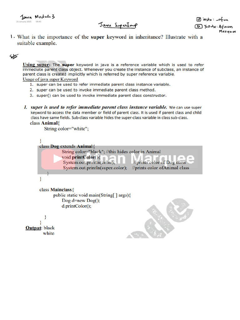 Java m3 Super Imp @afnanmarquee | PDF