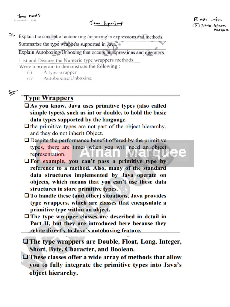 Java m5 Super Imp @afnanmarquee | PDF