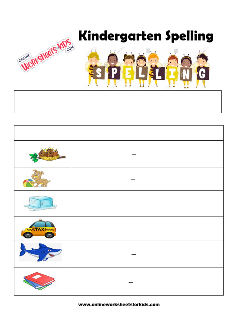 Kindergarten Spelling Worksheets 6 | PDF