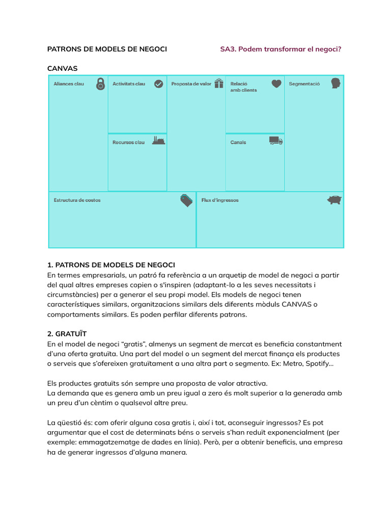 Còpia de PATRONS DE MODELS DE NEGOCI SA3 | PDF