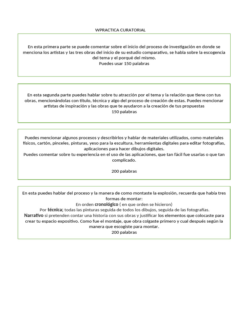 Esquema Practica Curatorial | PDF