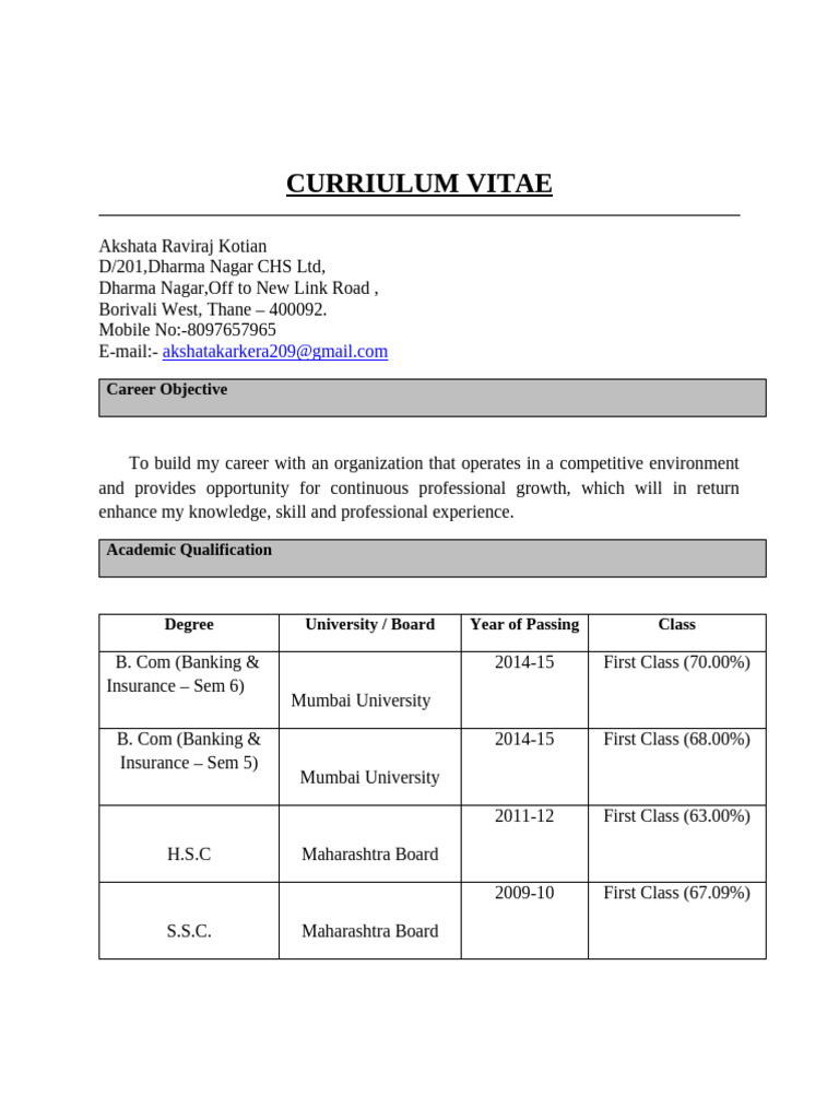 Akshata Resume | PDF | Debits And Credits | Business