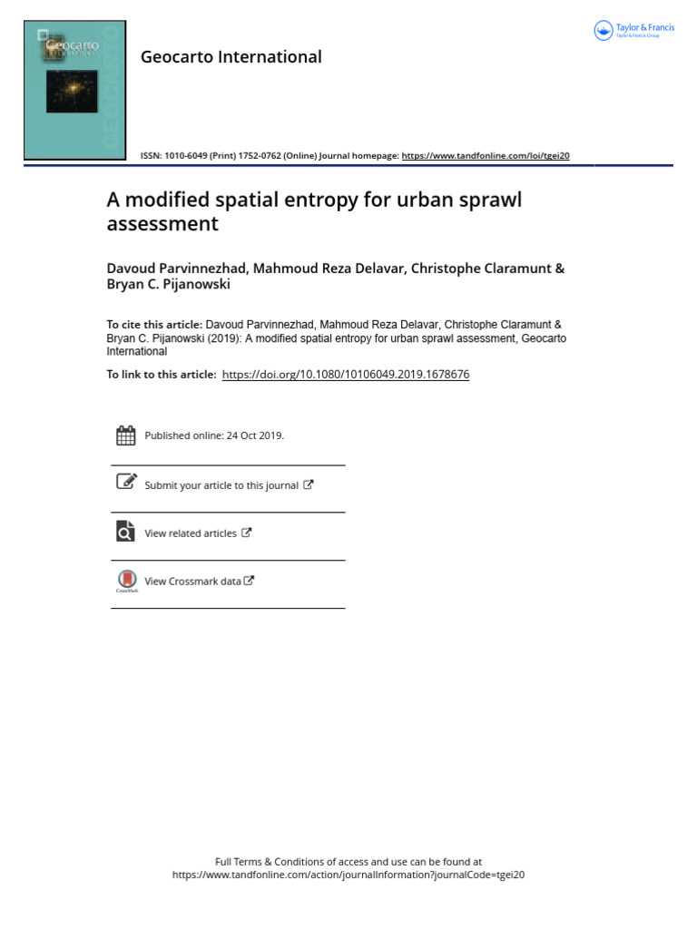 A Modified Spatial Entropy For Urban Sprawl Assessment | PDF | Cluster ...
