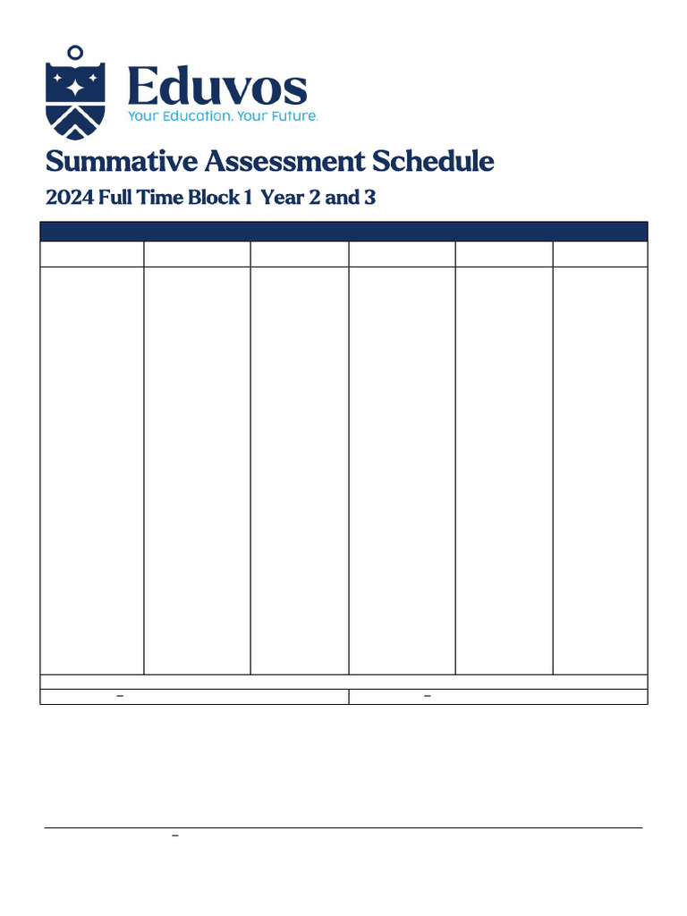 2024 FT Block 1 - Summative Assessment Schedule (Year 2 and Year 3)-1 | PDF
