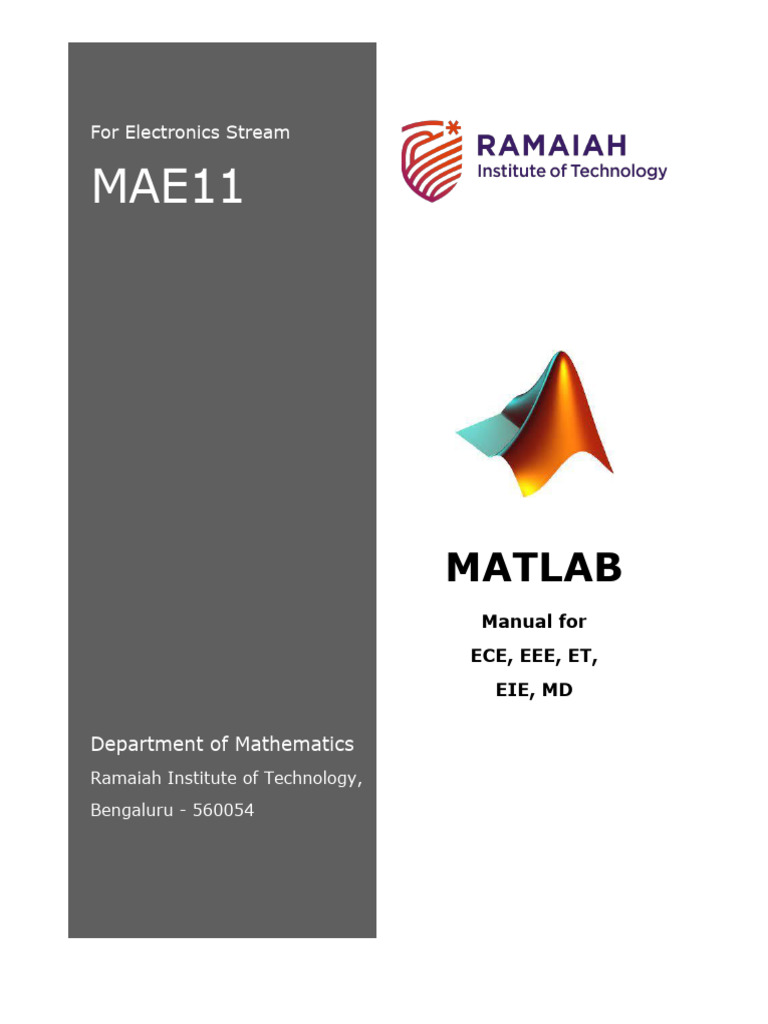 MATLAB Manual for Electronics Students | PDF | Matrix (Mathematics ...
