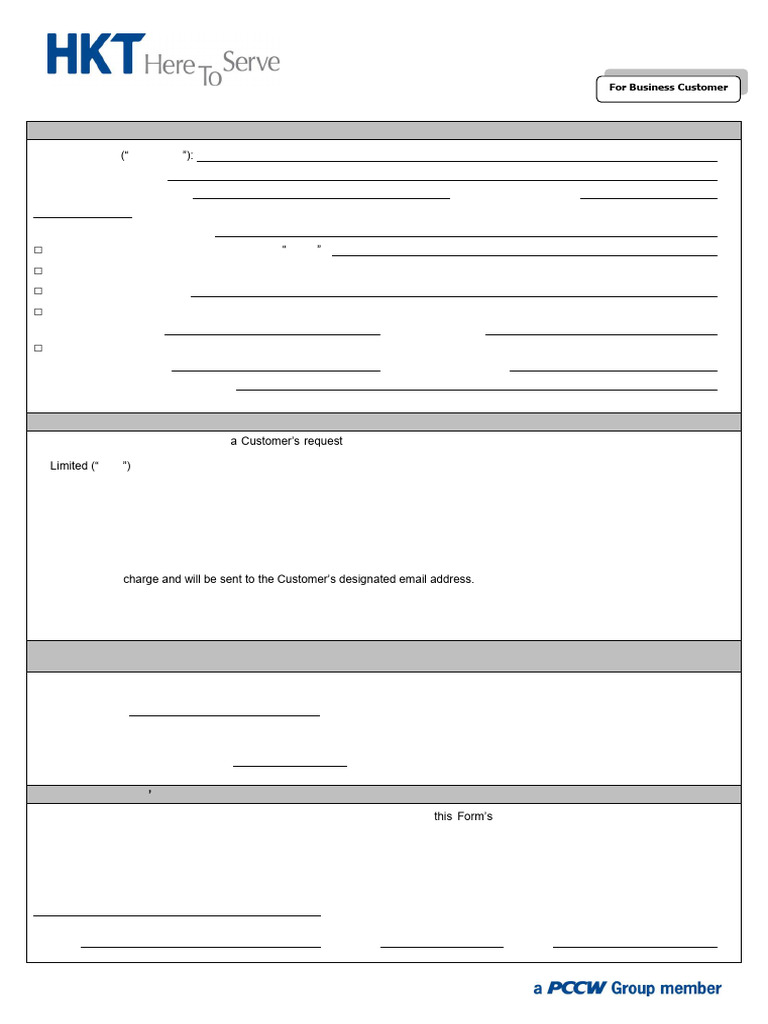 HKT Billing Change Request Form | PDF