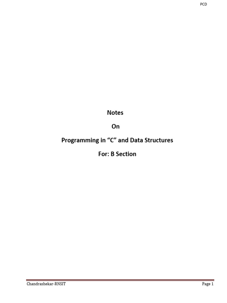 C Programming & Data Structures Guide | PDF | Control Flow | Variable ...
