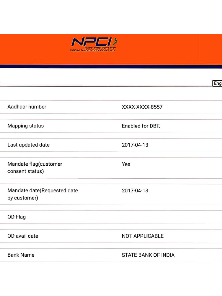 NPCI Link Status | PDF