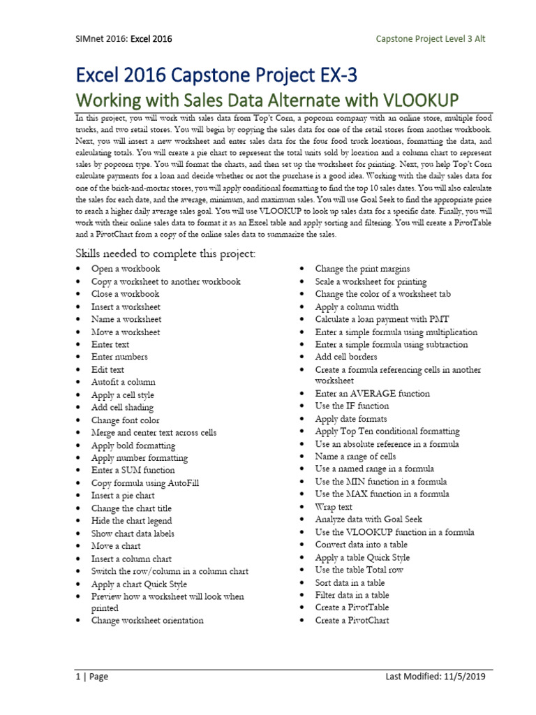 Excel 2016 Capstone: Sales Data Analysis | PDF